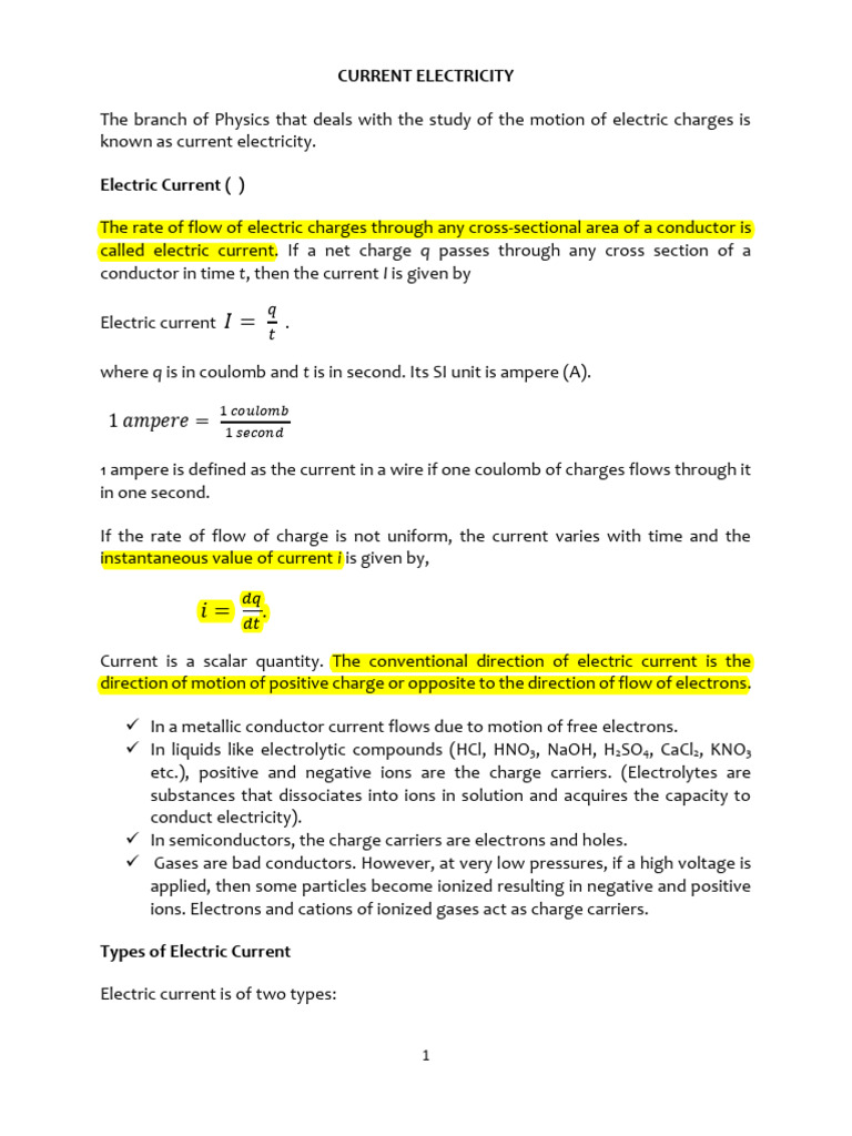 PHY 103 Current Electricity 2 | PDF | Electric Current | Superconductivity