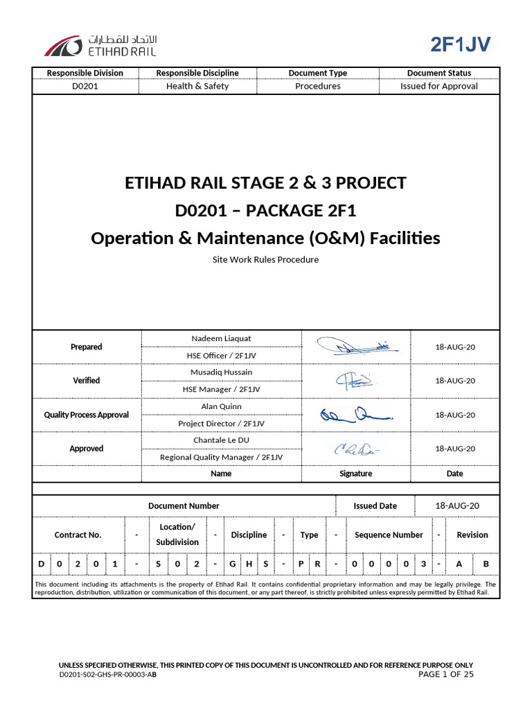 D0201-S02-GHS-PR-00003 - SIte Rules Procedure | PDF | Personal ...