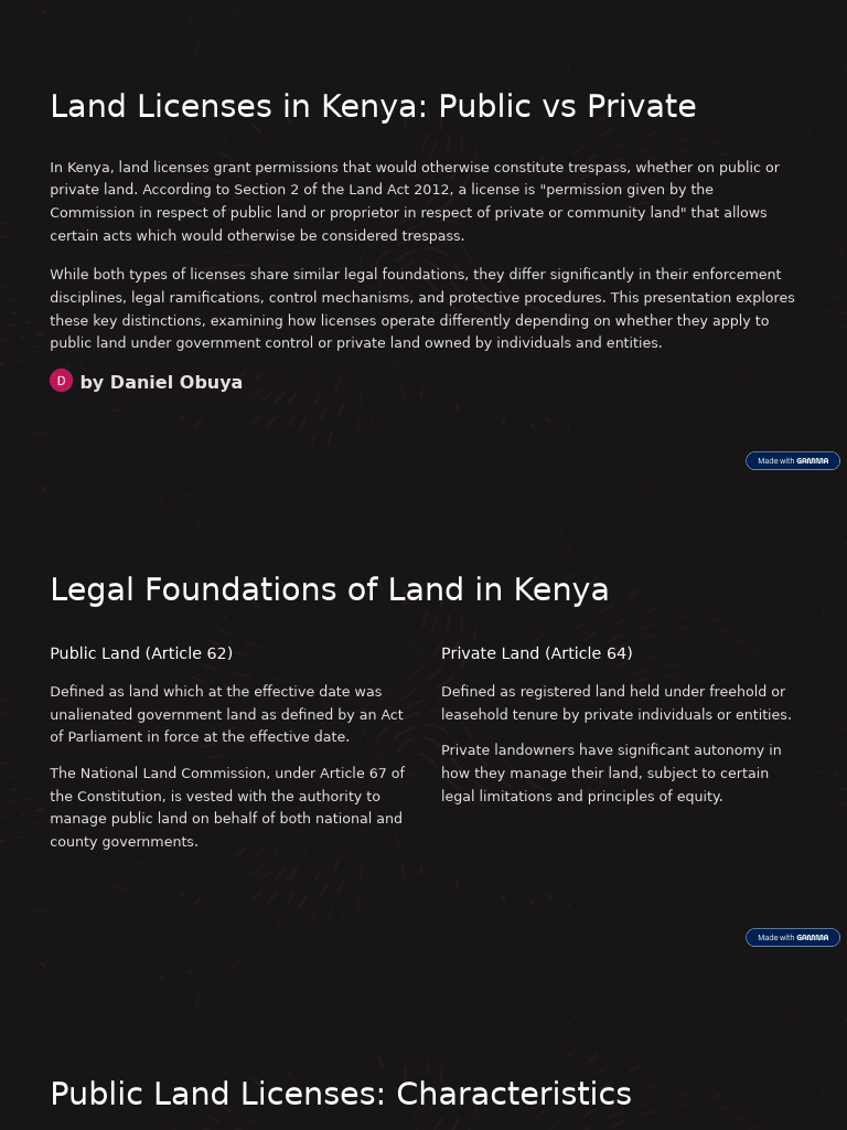 Land Licenses in Kenya Public Vs Private | PDF | License | Equity (Law)