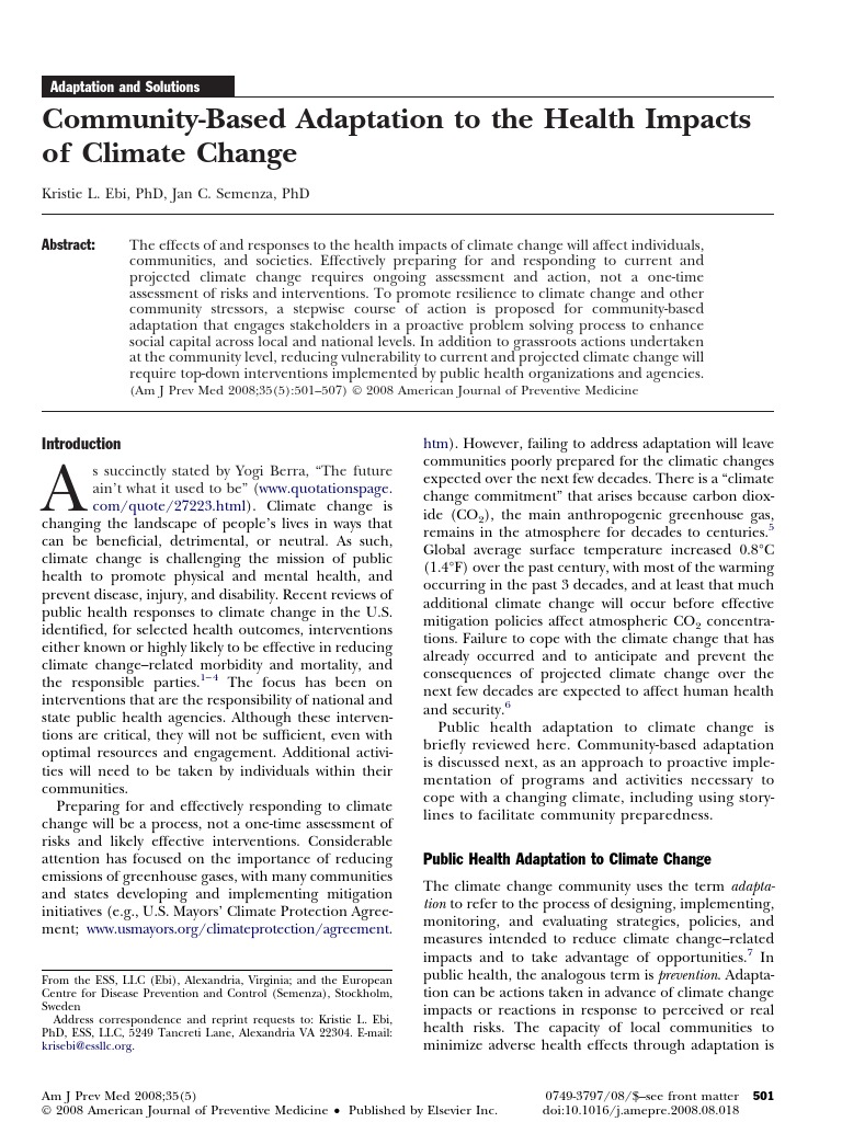 Community-Based Adaptation To The Health Impacts of Climate Change ...