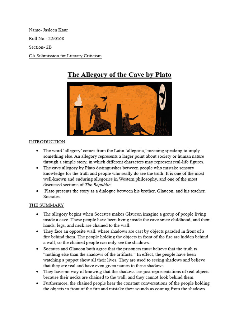 JKV CA Plato's Allegory of The Cave | PDF | Allegory | Plato