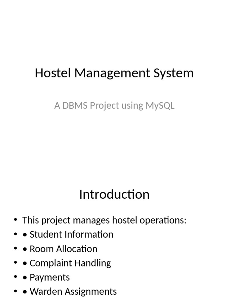 Hostel Management System Presentation | PDF