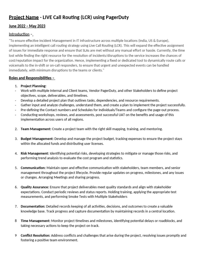 PMP Application - LCR Routing Through Pager Duty | PDF | Business
