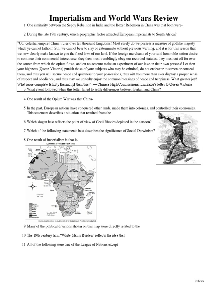 Imperialism and World Wars Review | PDF | World War I | Kingdom Of Italy