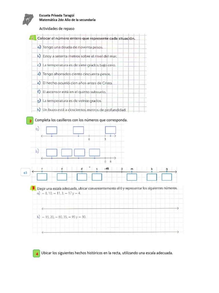 Actividades Repaso Matematica 2do | PDF