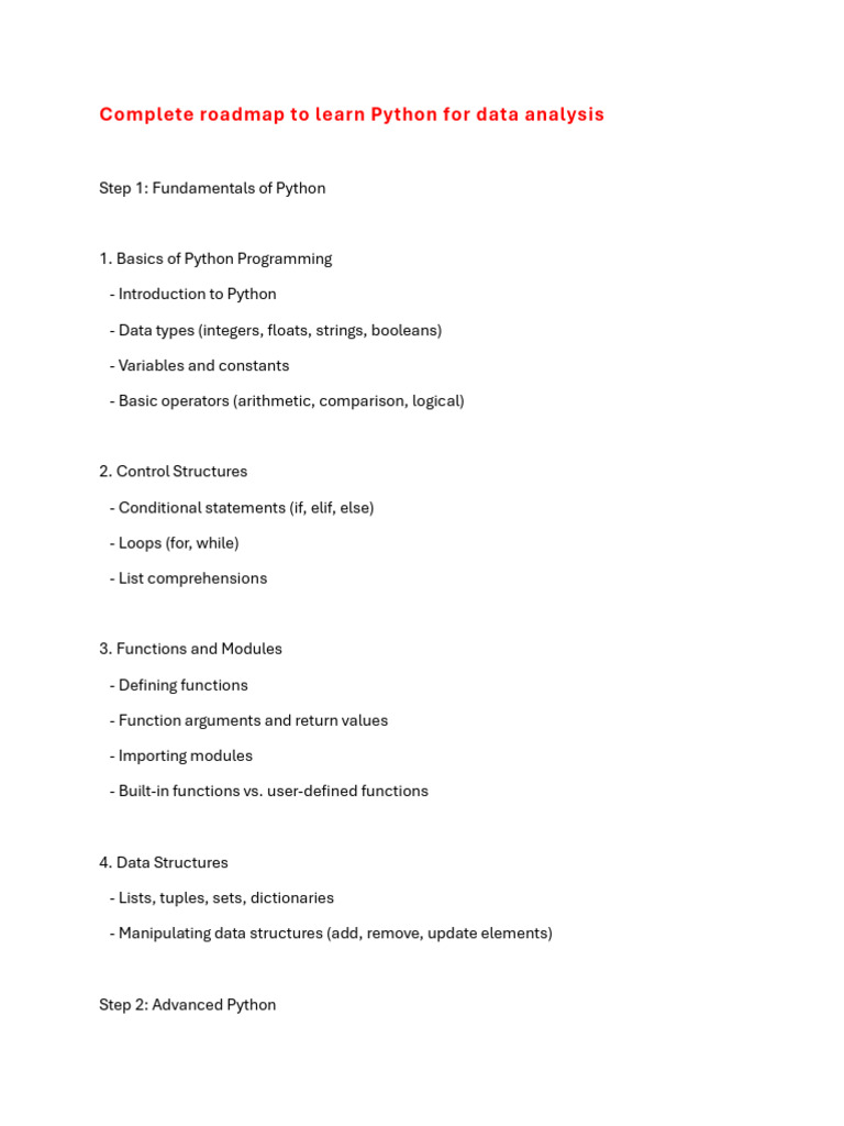 Complete Roadmap To Learn Python For Data Analysis | PDF | Machine Learning | Data Analysis