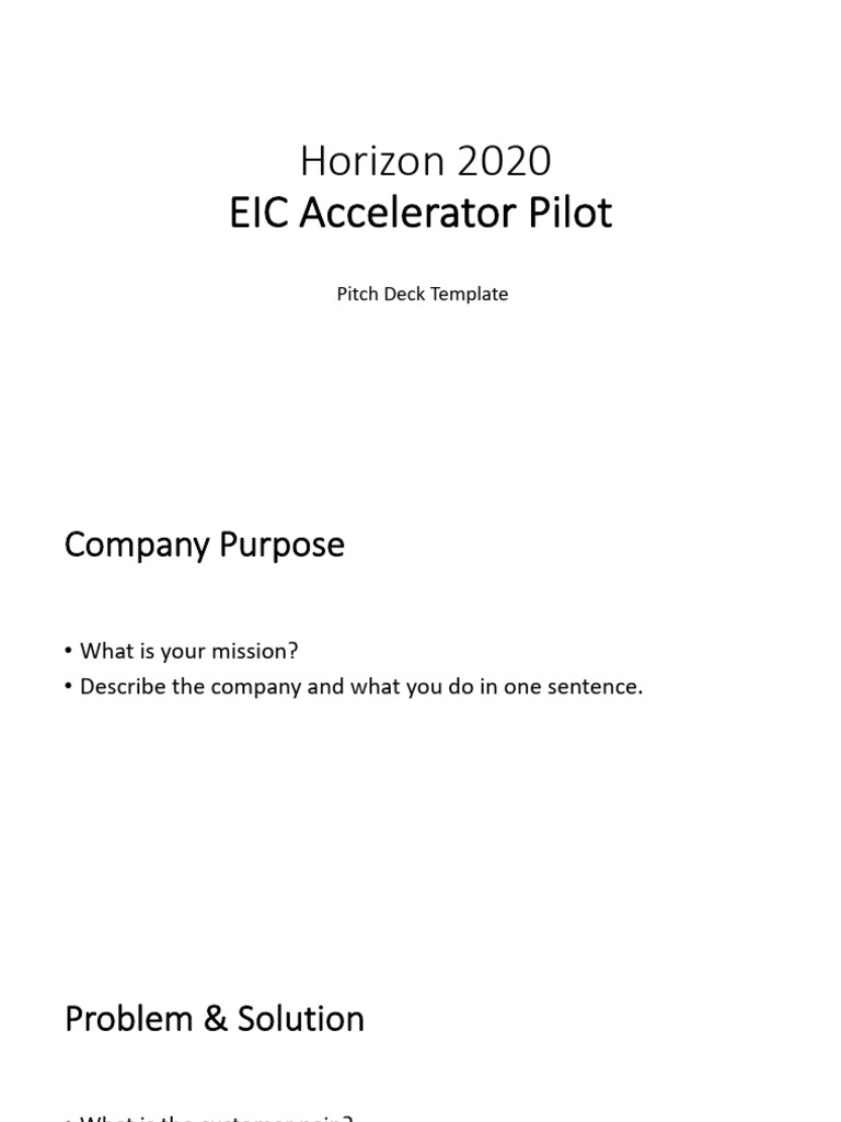 EIC Accelerator Pitch Deck Template | PDF