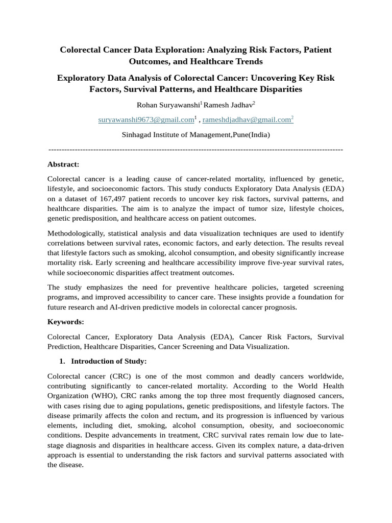 Colorectal Cancer Data Exploration | PDF | Colorectal Cancer | Cancer