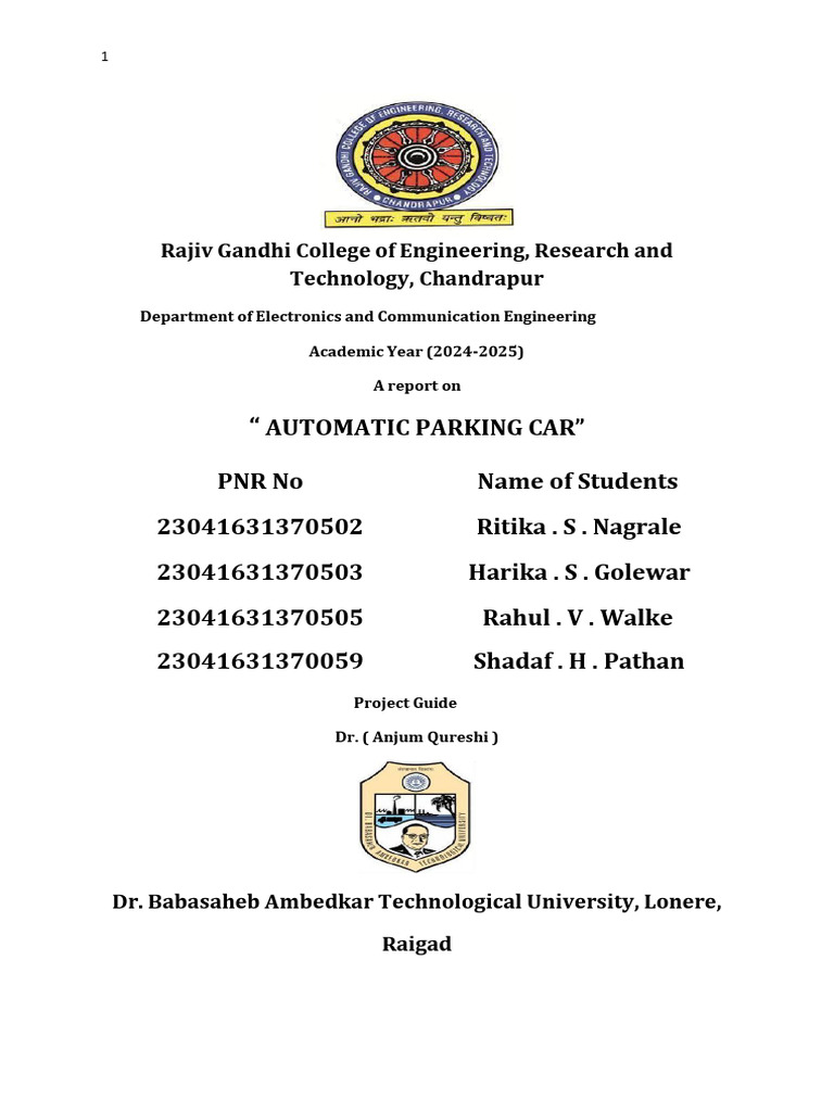 Ritika Report File3 Edit 2 | PDF | Arduino | Parking