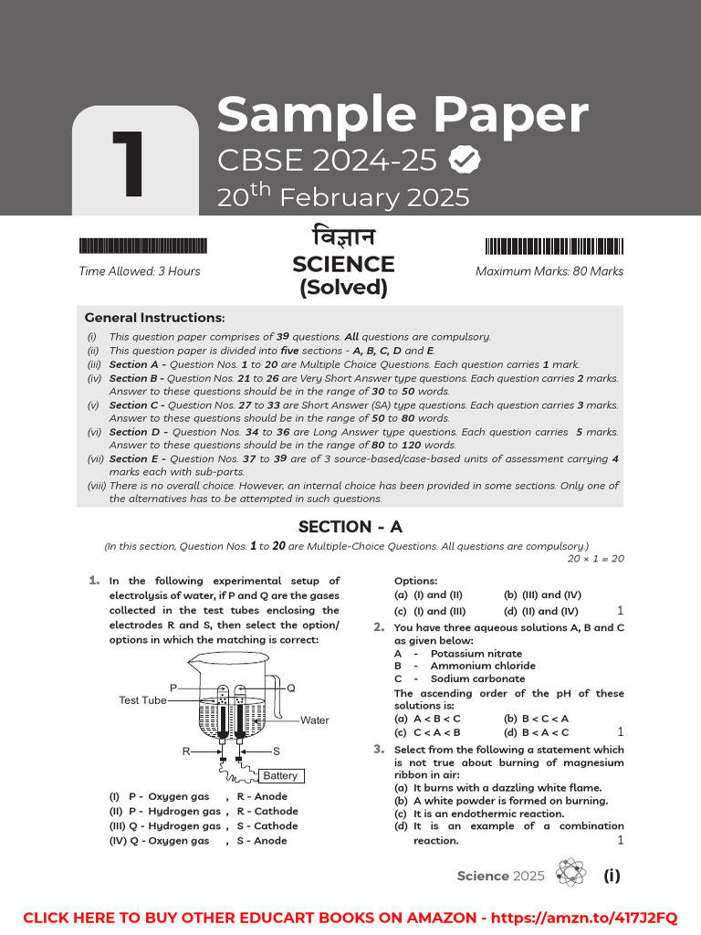 2025 CBSE 10 Science Board Paper | PDF | Acid | Chemical Elements