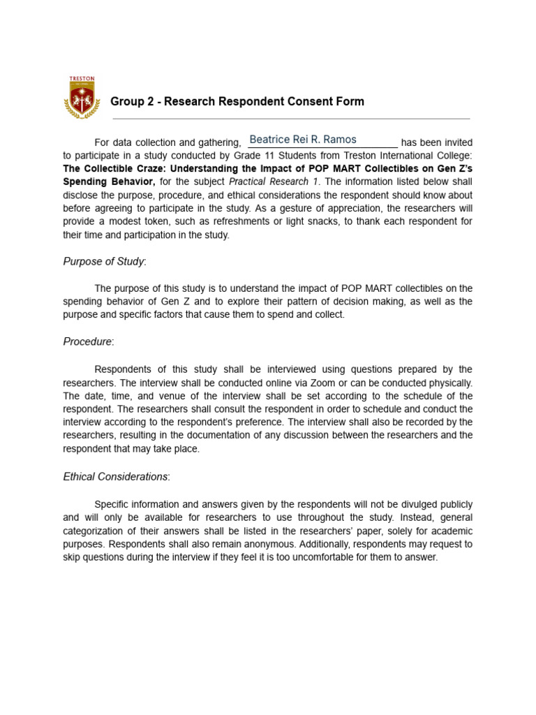 Pr1 Respondent Consent Form | PDF