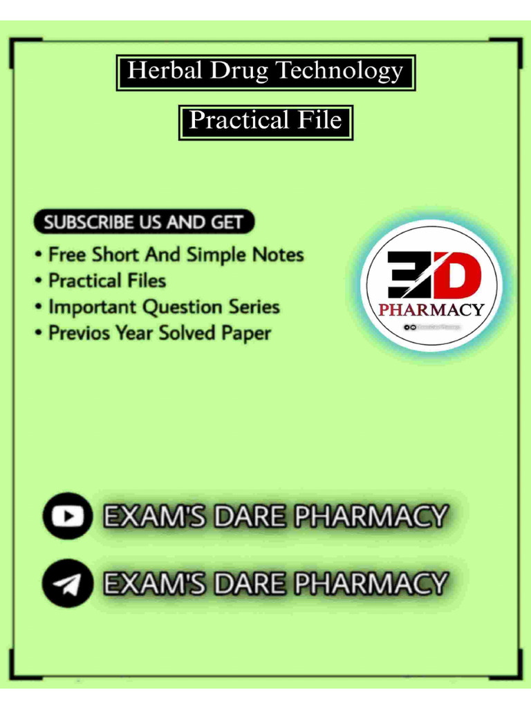 Herbal Drug Technology Practical File | PDF