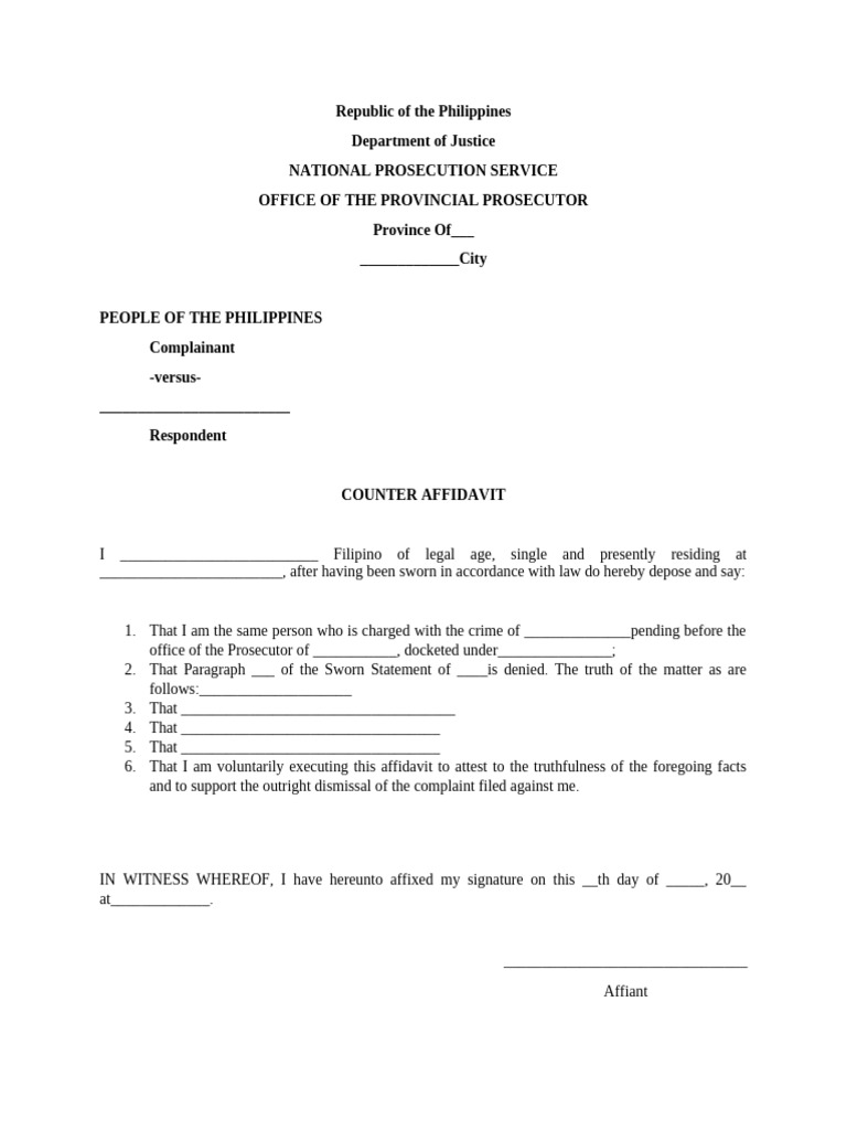 Counter Affidavit | PDF