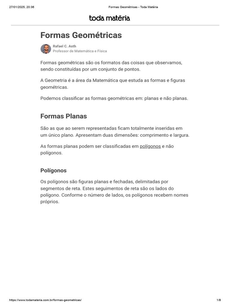 Formas Geométricas - Toda Matéria | PDF | Fractal | Geometria