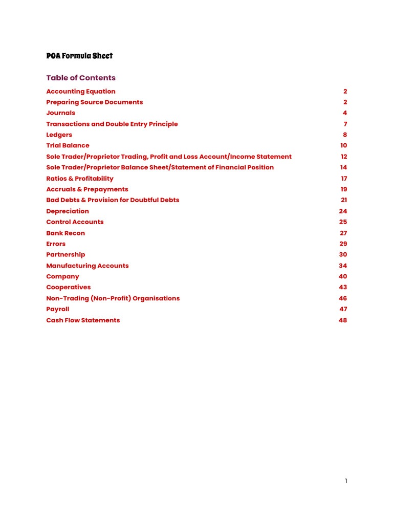 Comprehensive Accounting Formula Guide | PDF | Debits And Credits ...