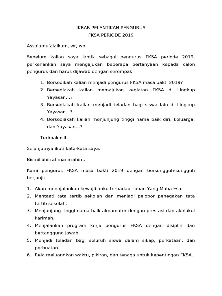Contoh Ikrar | PDF