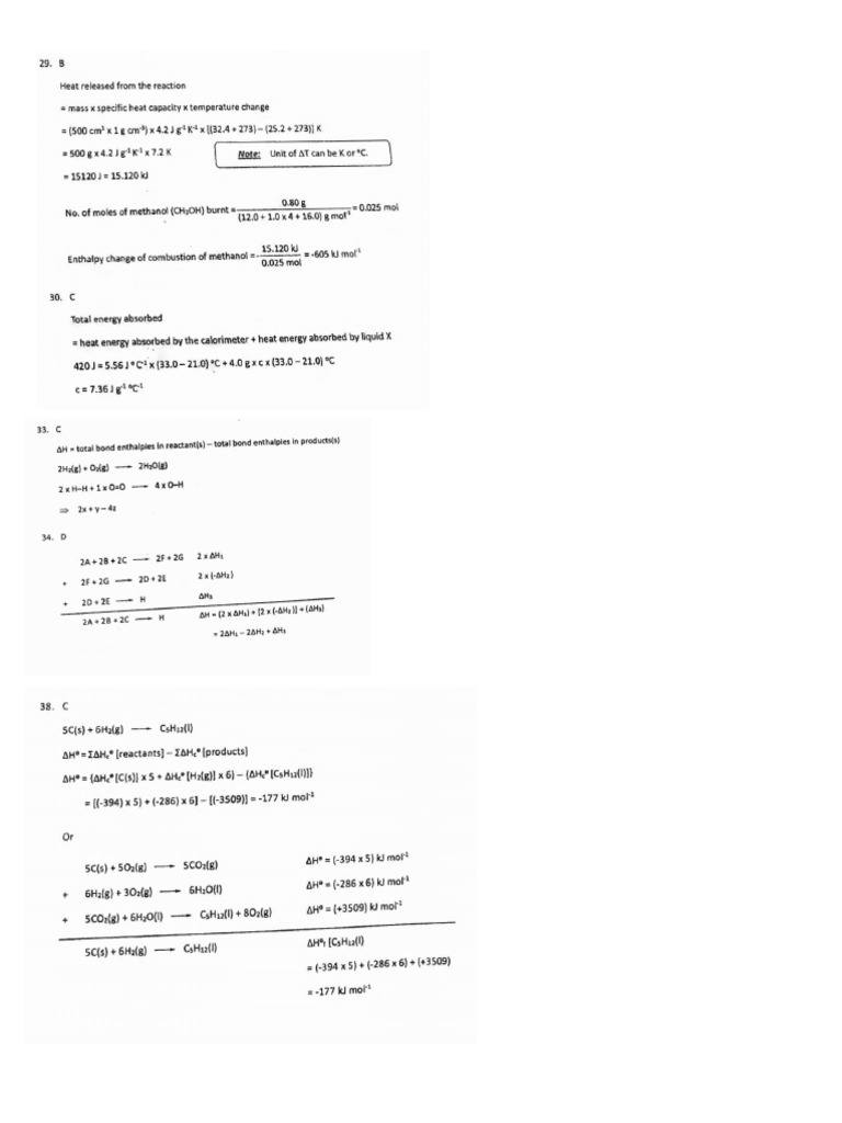 Enthalpy Quiz 2 Answer | PDF