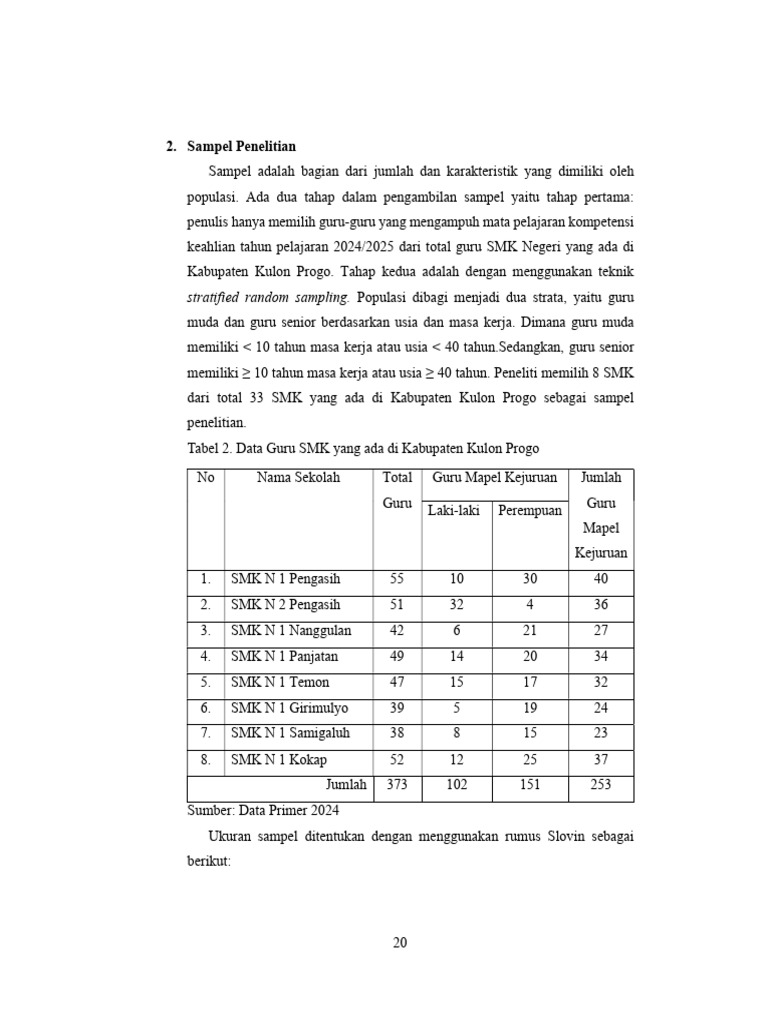 Sampel Penelitian Guru SMK Kulon Progo | PDF