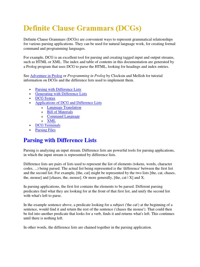 Definite Clause Grammars | PDF | Parsing | Formalism (Deductive)