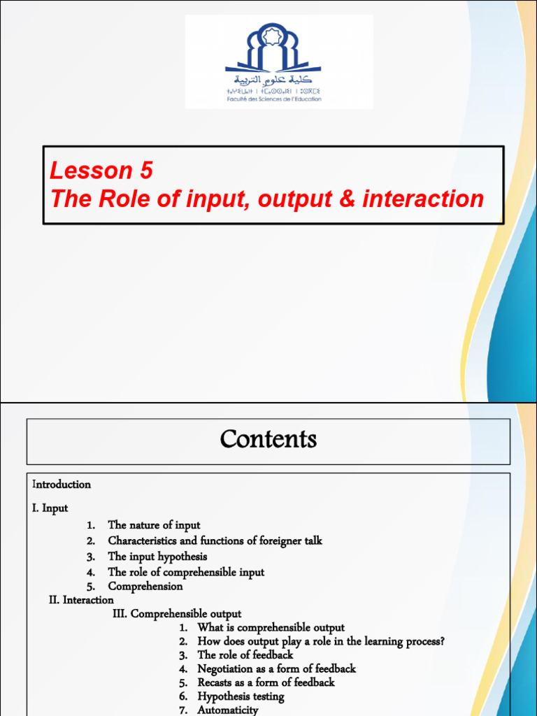 Input and Interaction in Language Learning | PDF | Second Language ...