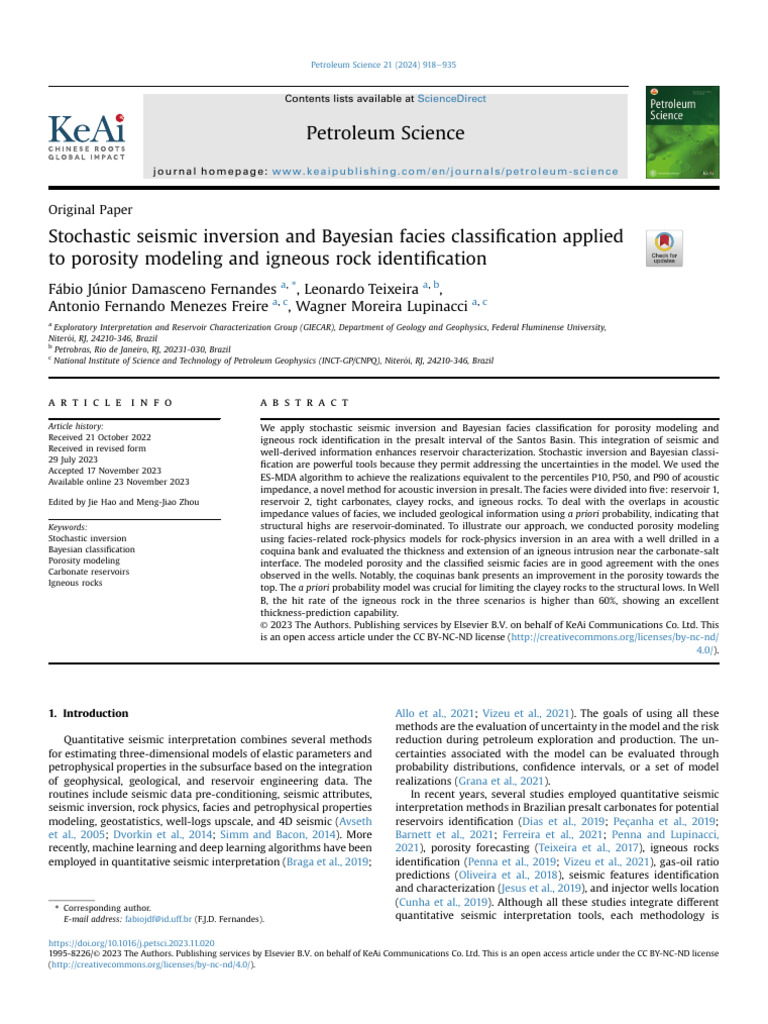 Stochastic Seismic Inversion and Bayesian Facies Classification Applied ...