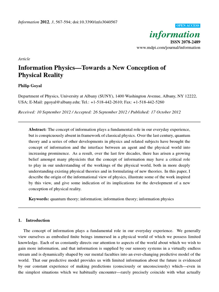 Information Physics: Redefining Reality | PDF | Thermodynamics ...