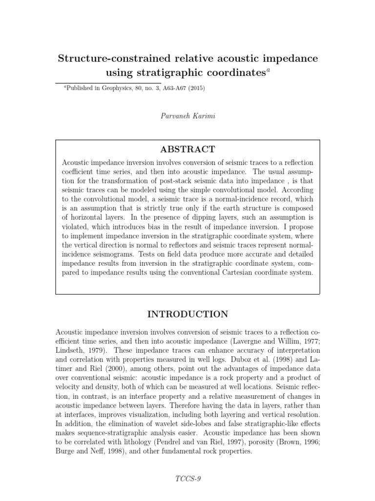 Structure-constrained relative acoustic impedance | PDF | Geology