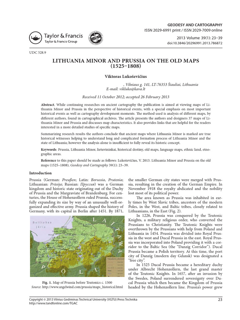 Lithuania Minor and Prussia On The Old Maps | PDF