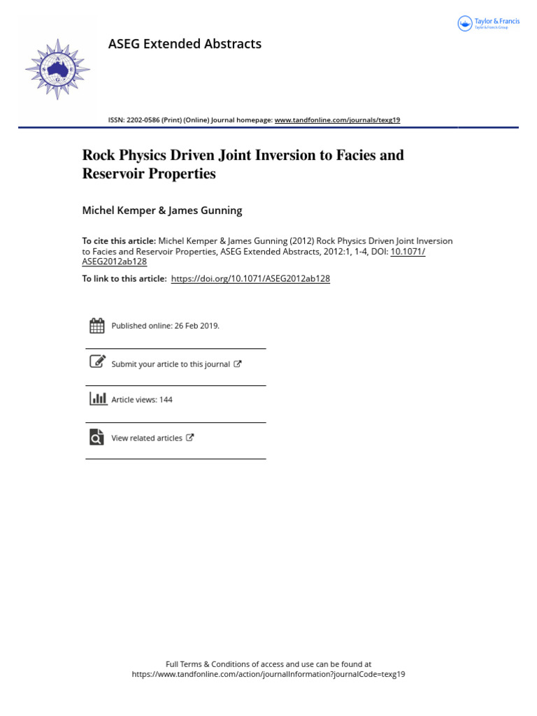 Rock Physics Driven Joint Inversion To Facies and Reservoir Properties | PDF | Inverse Problem ...