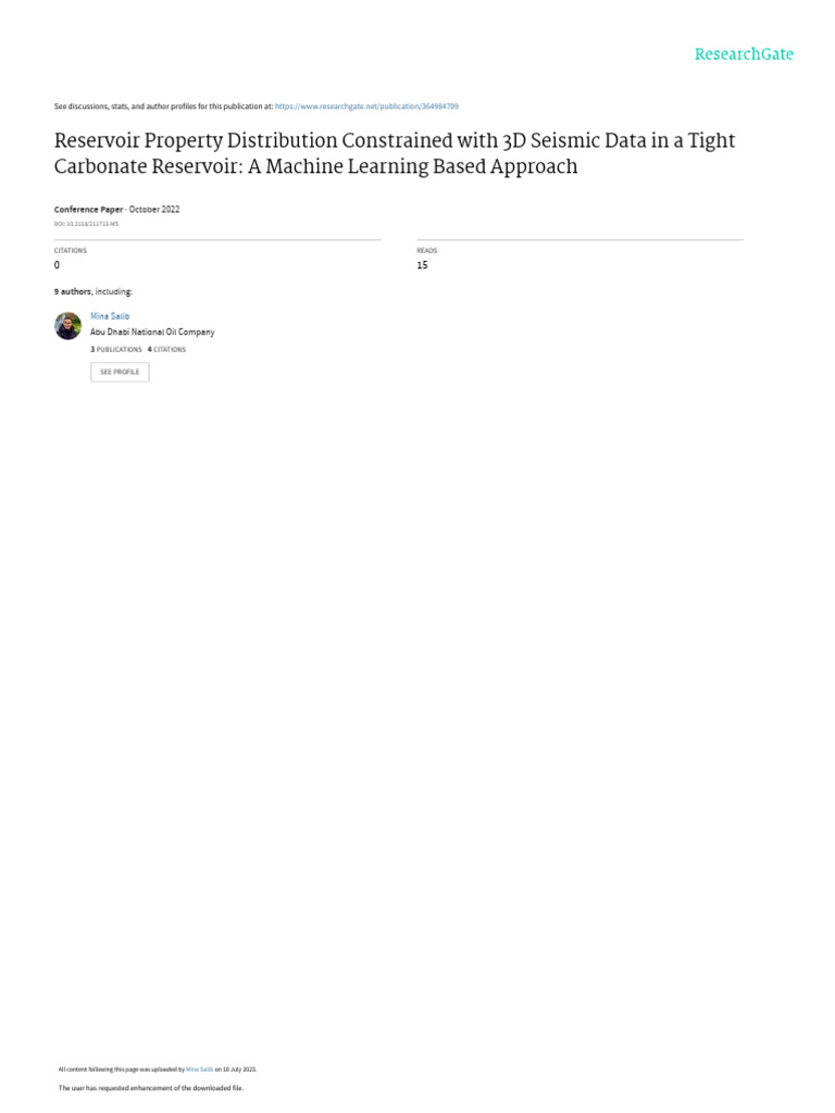 Reservoir Property Distribution Constrained With 3D Seismic Data in a Tight | PDF | Principal ...