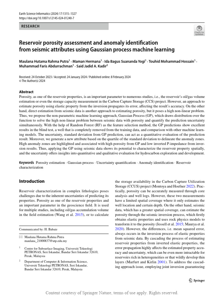 Reservoir Porosity Assessment and Anomaly Identifi | PDF | Normal ...