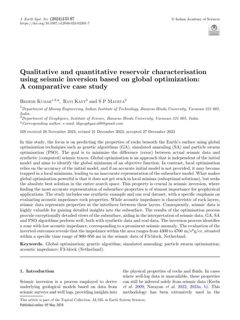 Qualitative and Quantitative Reservoir Characterisation | PDF ...