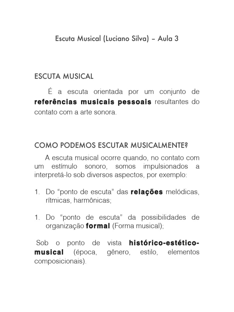 Como Desenvolver a Escuta Musical | PDF | Som