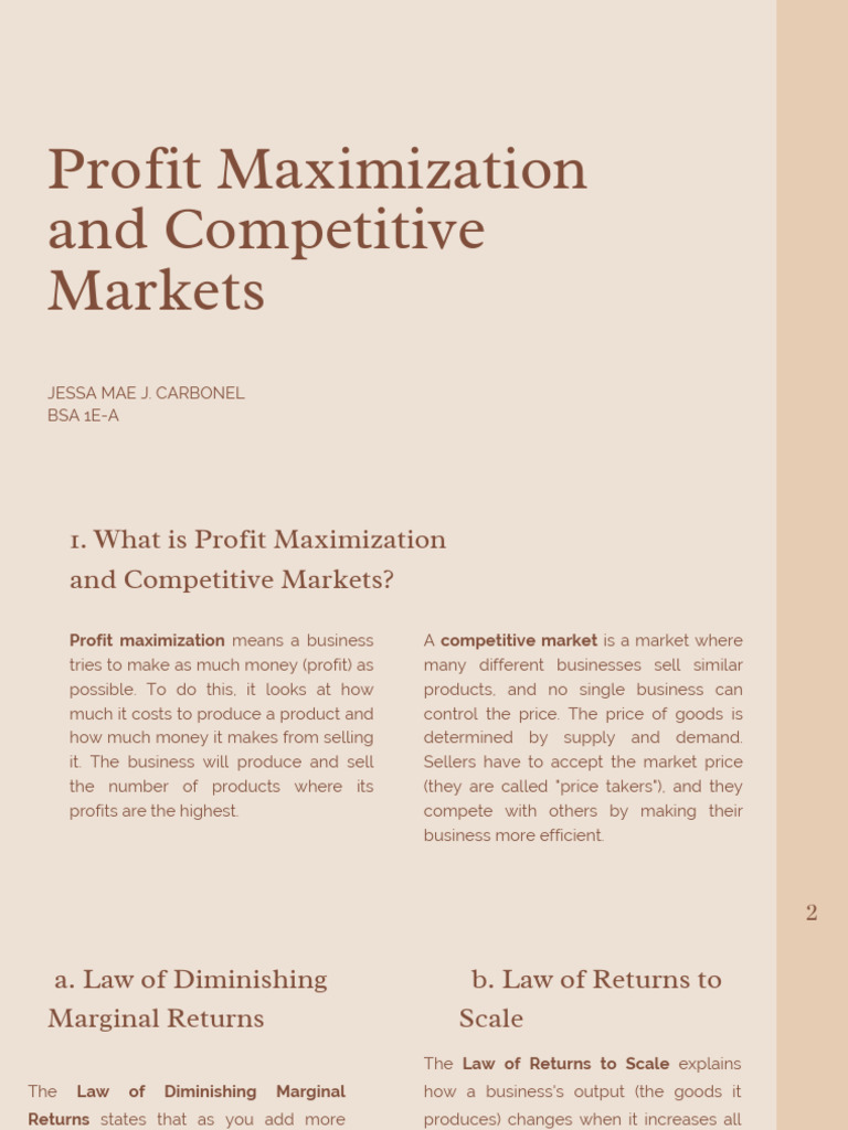 Profit Maximization and Competitive Markets | PDF | Long Run And Short ...