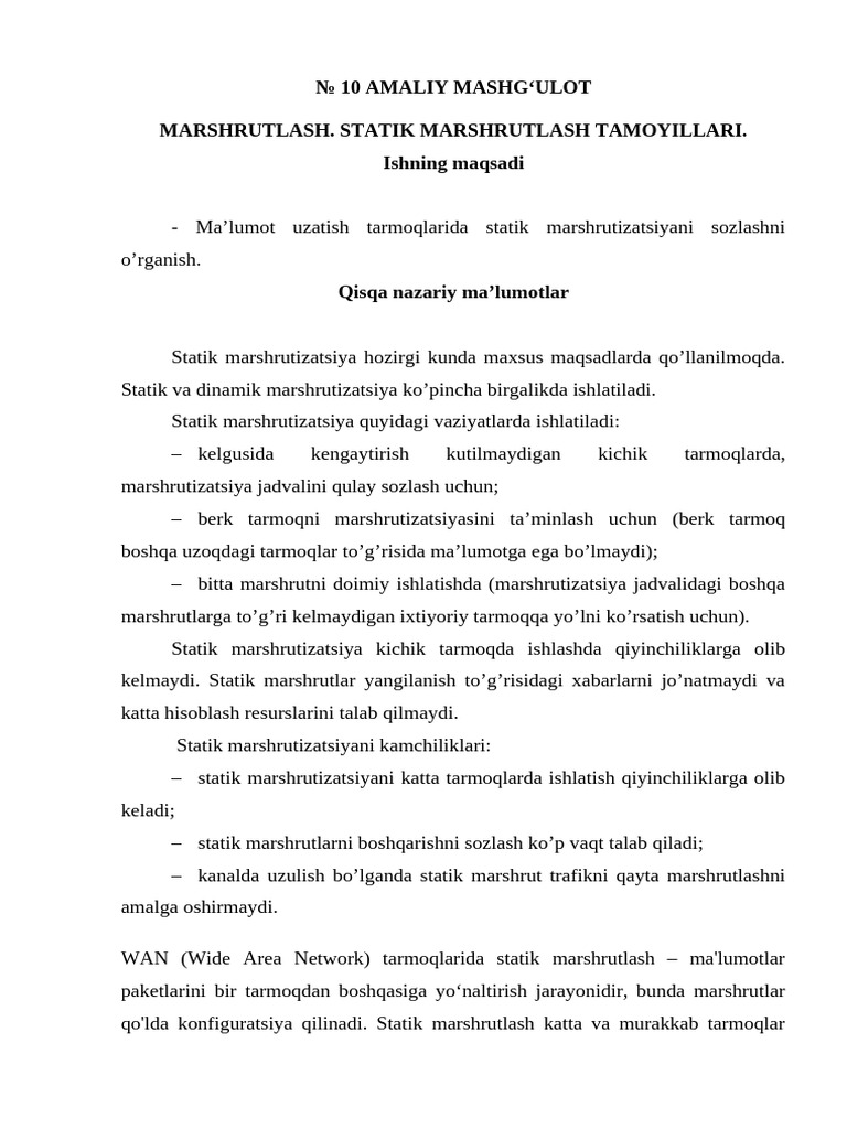 10-Amaliy Mashg'ulot | PDF