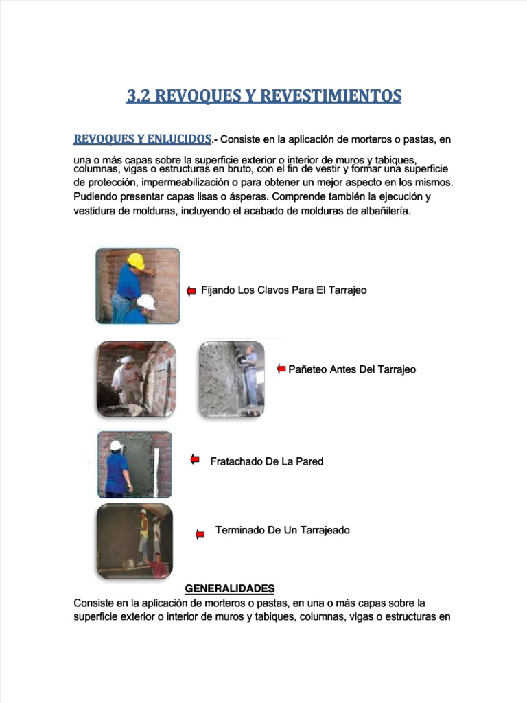 3.2 Revoques y Revestimientos | PDF | Hormigón | Cemento