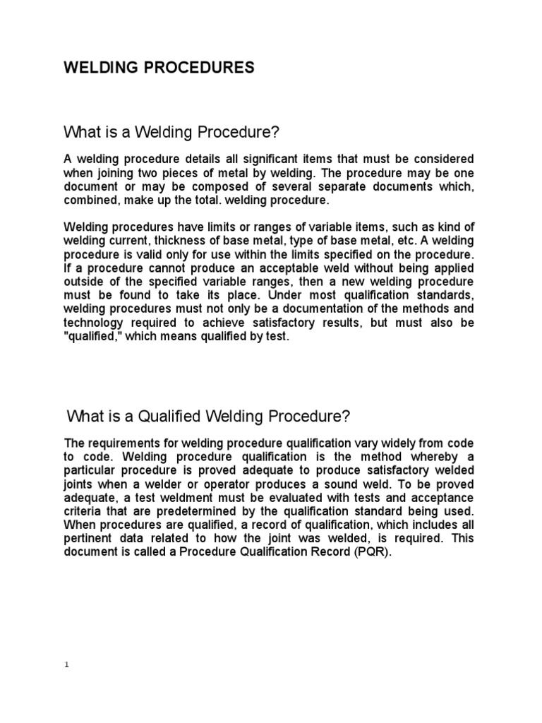 Weld Procedures Explained | PDF | Welding | Construction