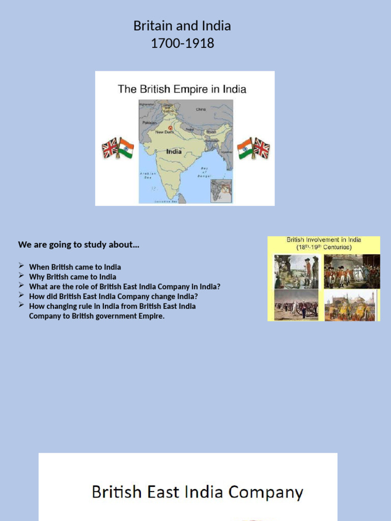 Britain and India 1700-1918 | PDF | British Raj | East India Company