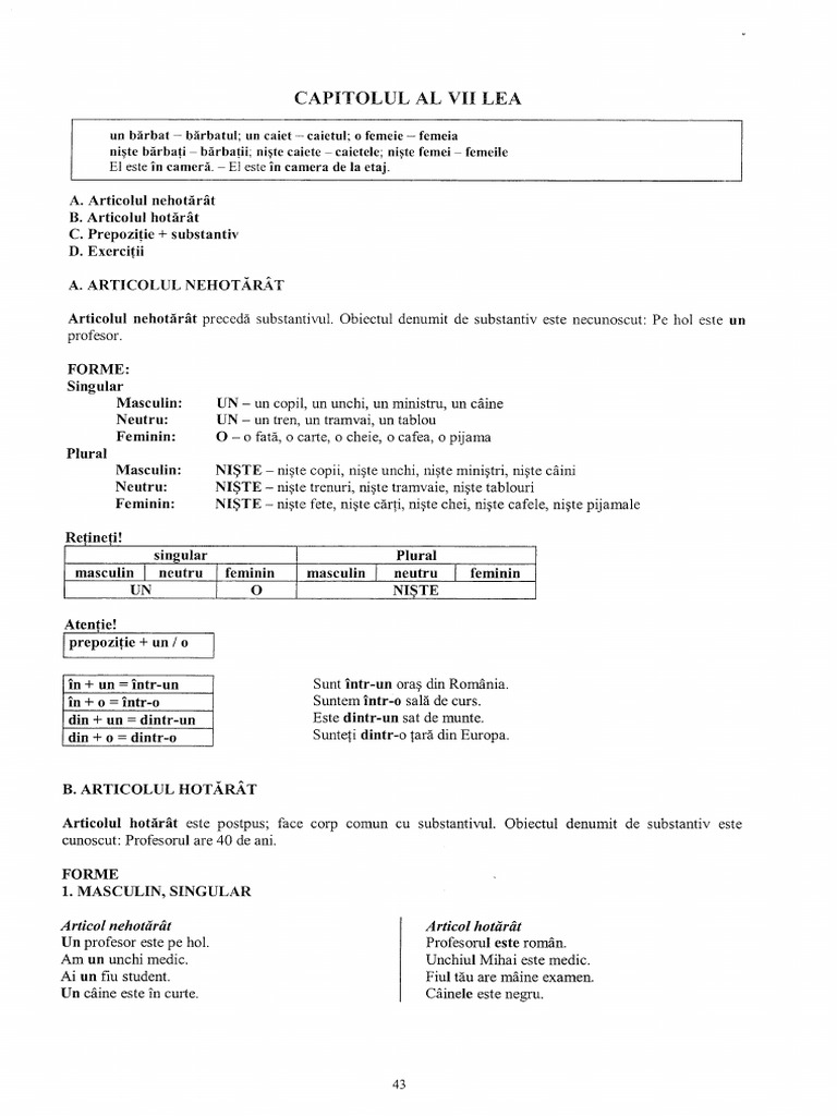 Articolul Hotarat Si Nehotarat | PDF