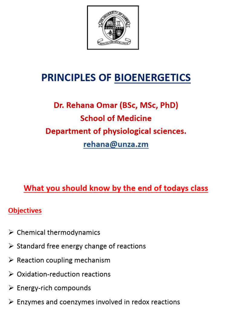 Principles of Bioenergetics 2022 | PDF | Chemical Reactions | Redox