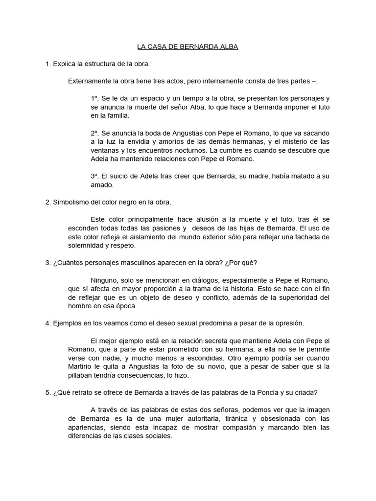 Análisis de "La Casa de Bernarda Alba" | PDF