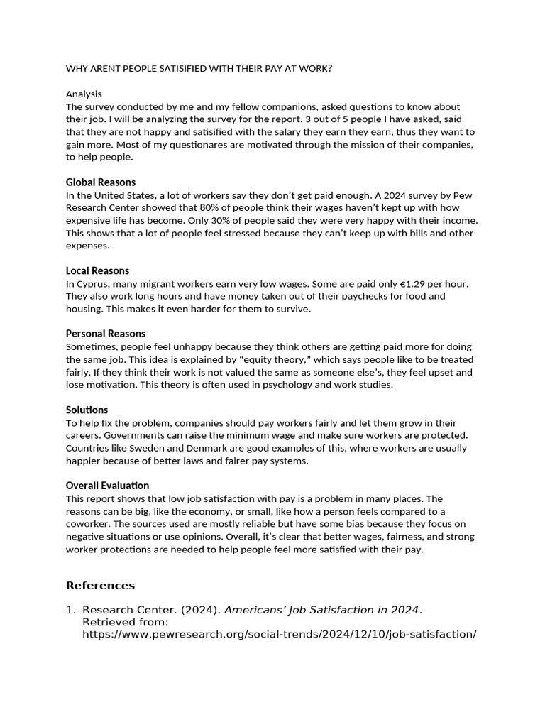 Why Arent People Satisified With Their Pay at Work | PDF | Job ...