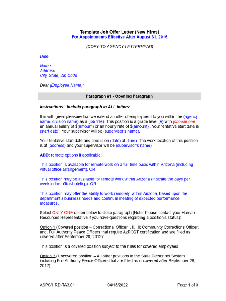 Ta3.01 Job Offer Letter Live | PDF | Labor | Business