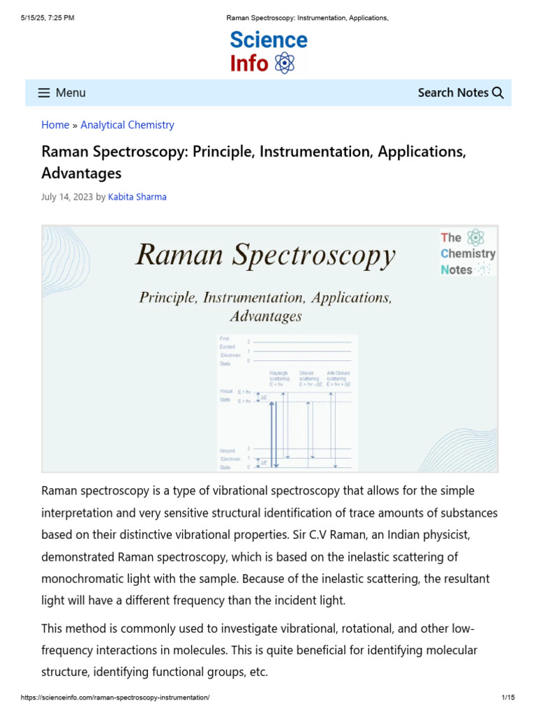 Raman Spectroscopy_ Instrumentation, Applications, | PDF | Raman Spectroscopy | Spectroscopy