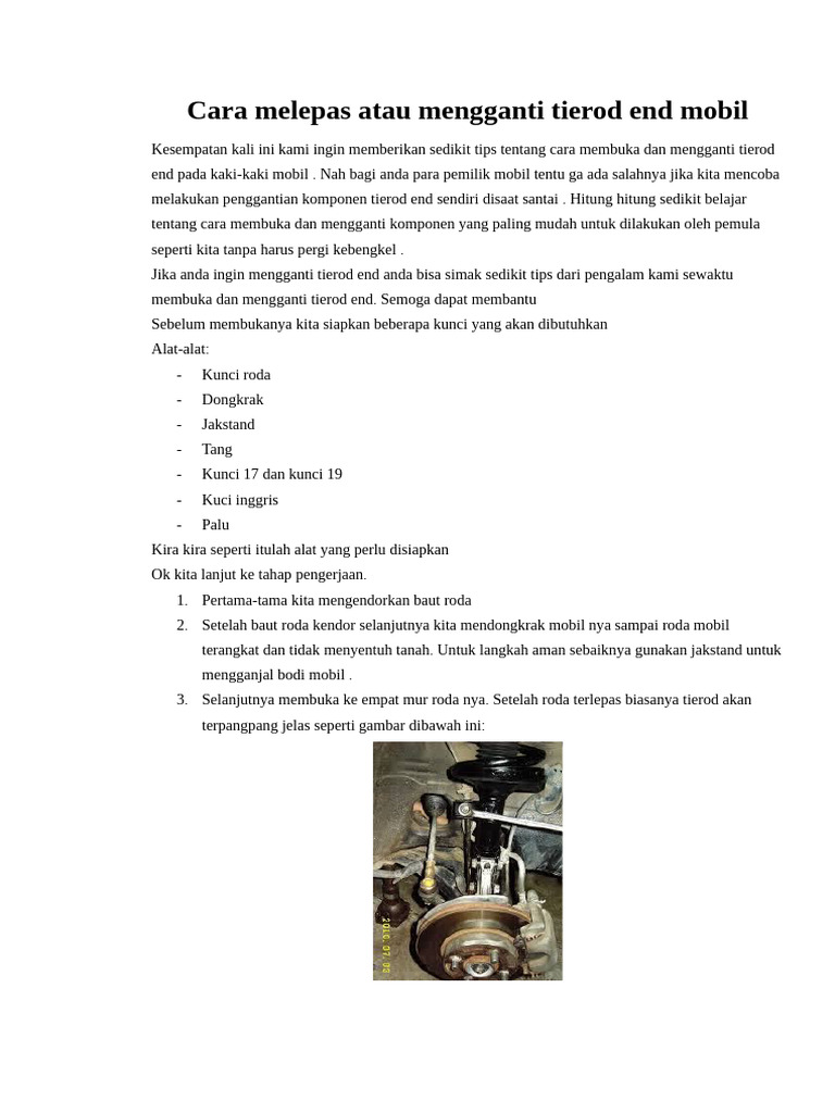 Cara Mengganti Tie Rod Mobil Sendiri | PDF