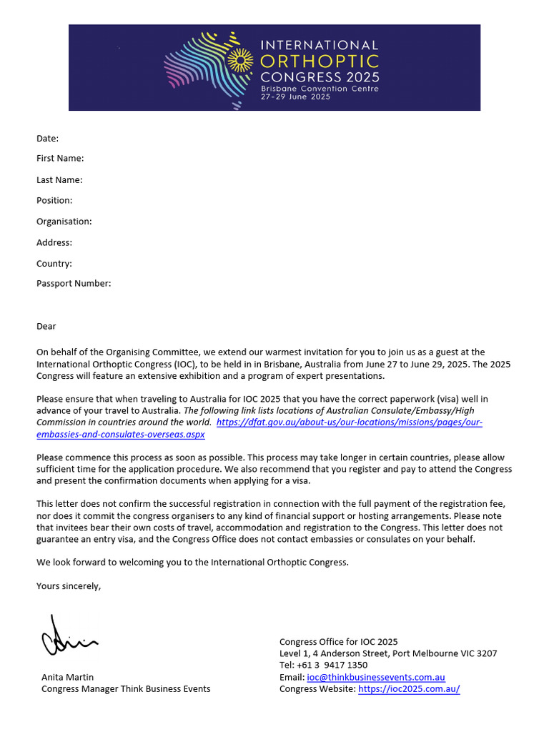 Ioc2025 Congress Letter of Invitation | PDF
