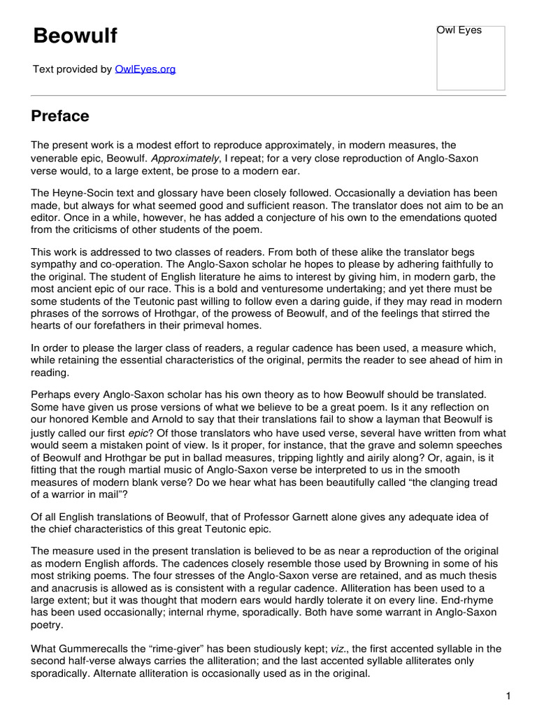 oe-beowulf-text | PDF | Beowulf | Medieval Legends