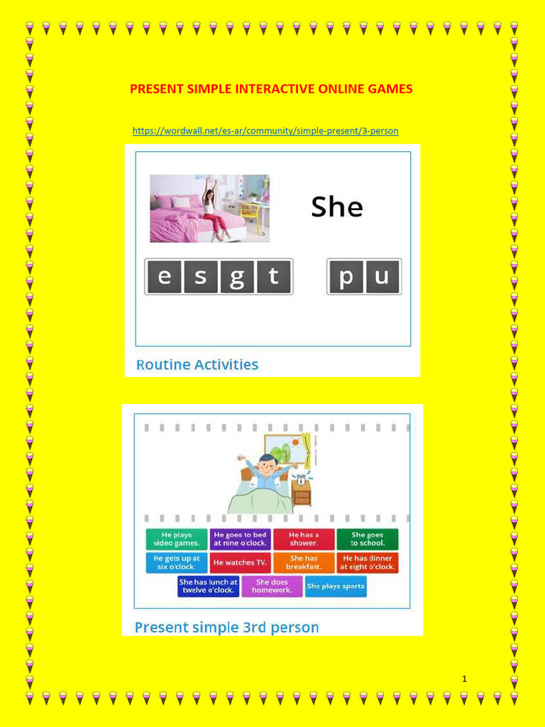 Present Simple Interactive Online Games | PDF