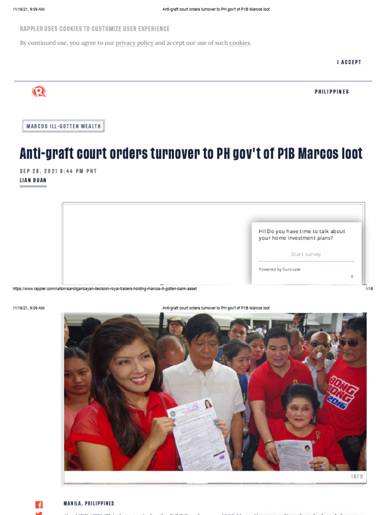 Anti-Graft Court Orders Turnover To PH Gov't of P1B Marcos Loot | PDF | Philippines