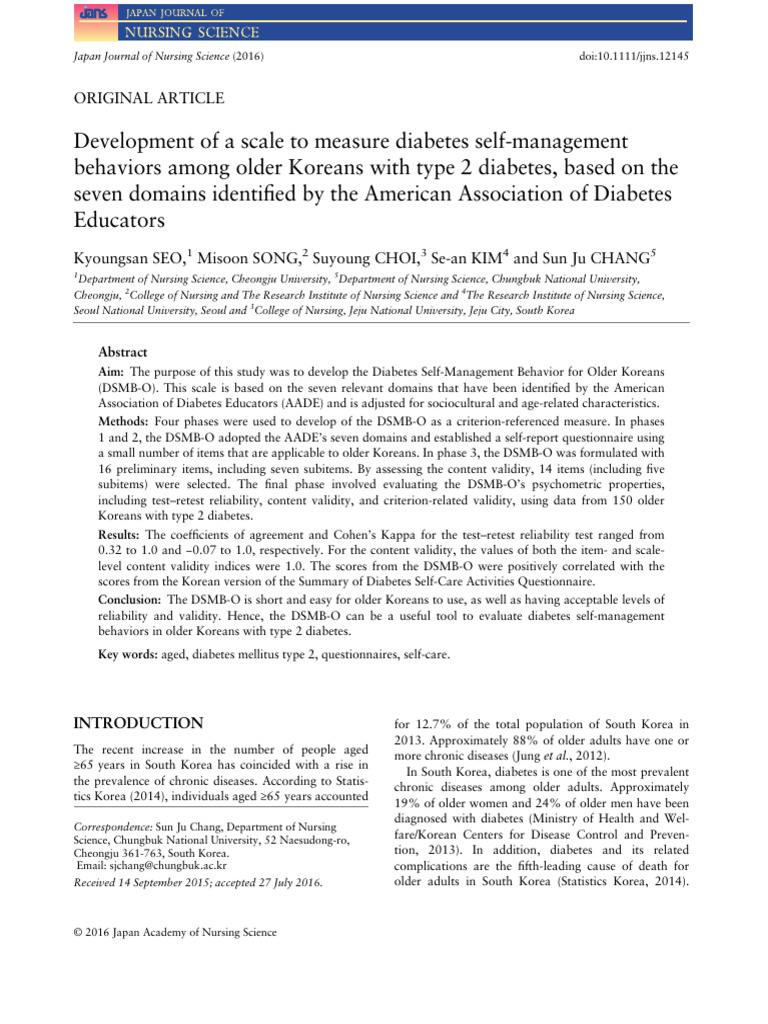 Development of A Scale To Measure Diabetes Self-Management | PDF ...